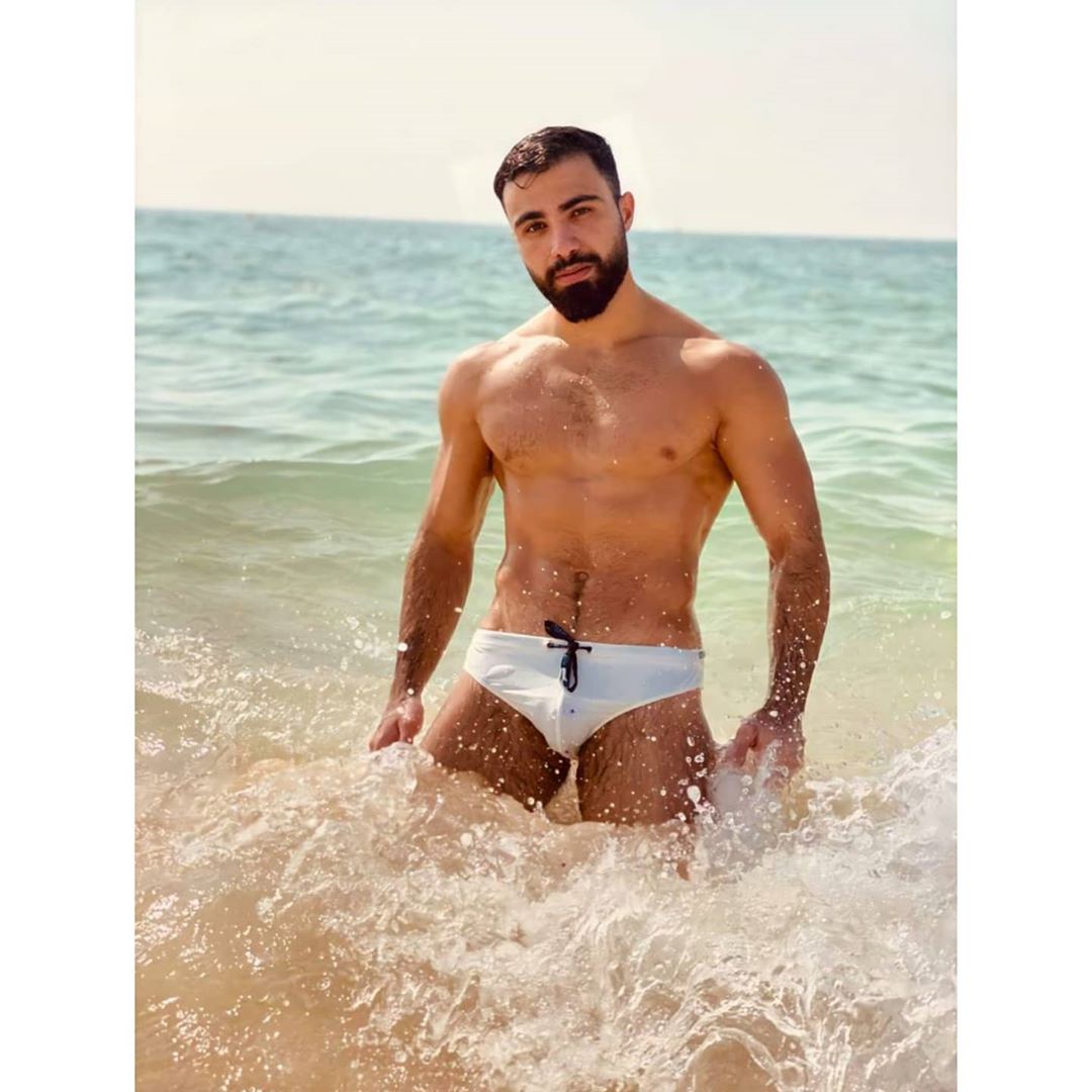 Model Ali Daoud in Teamm8 Mens Swim Brief Underwear